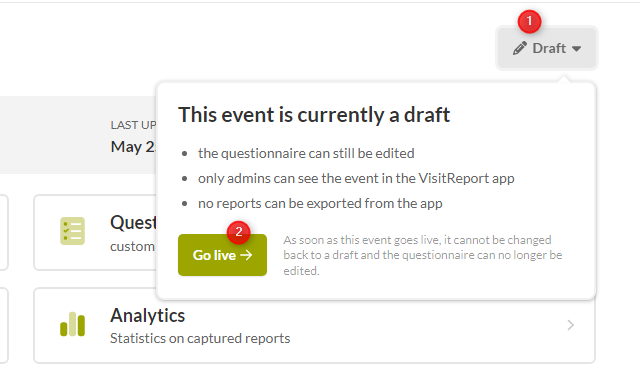 View draft-events in the VisitReport app